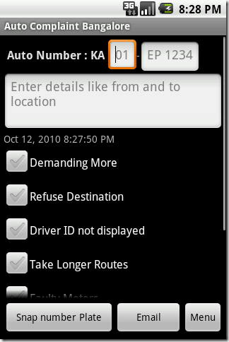 Bangalore Auto Complaint